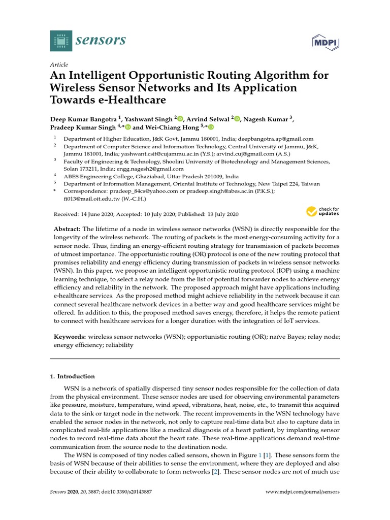 An Intelligent Opportunistic Routing Algorithm For Wireless Sensor Networks And Its Application 