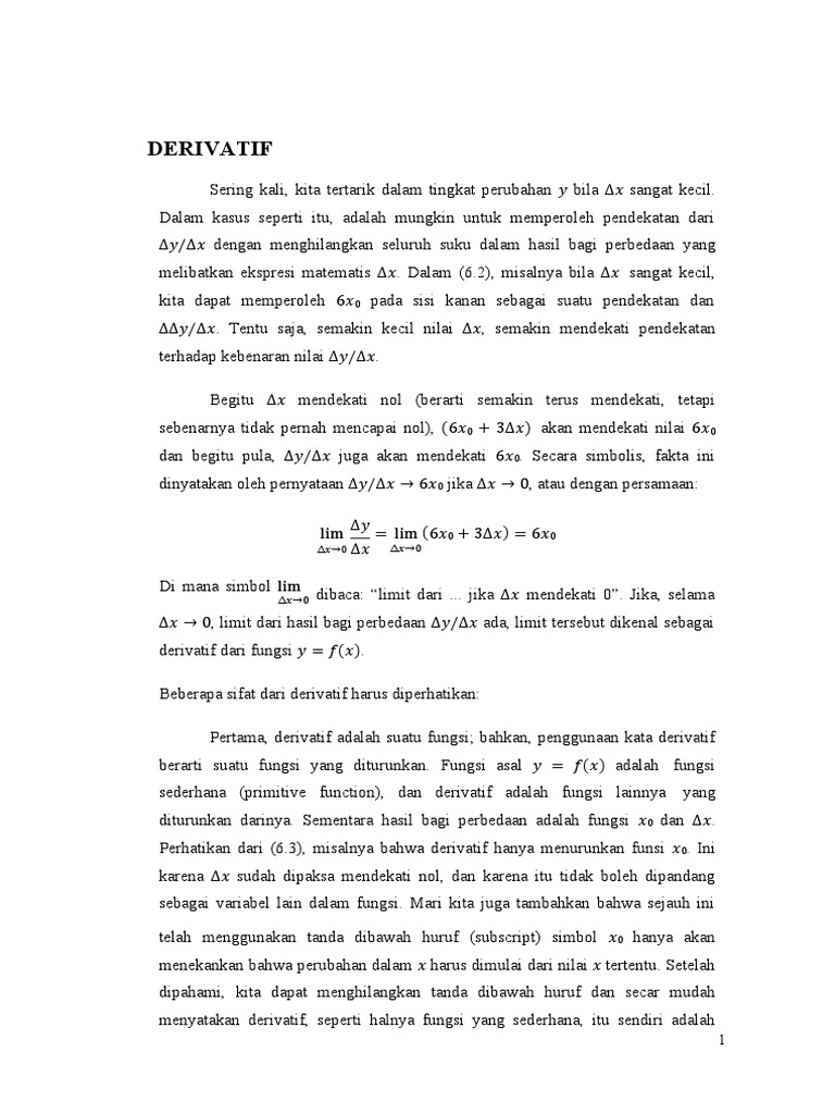 Devirasi Dan Kemiringan Dan Konsep Limit | PDF