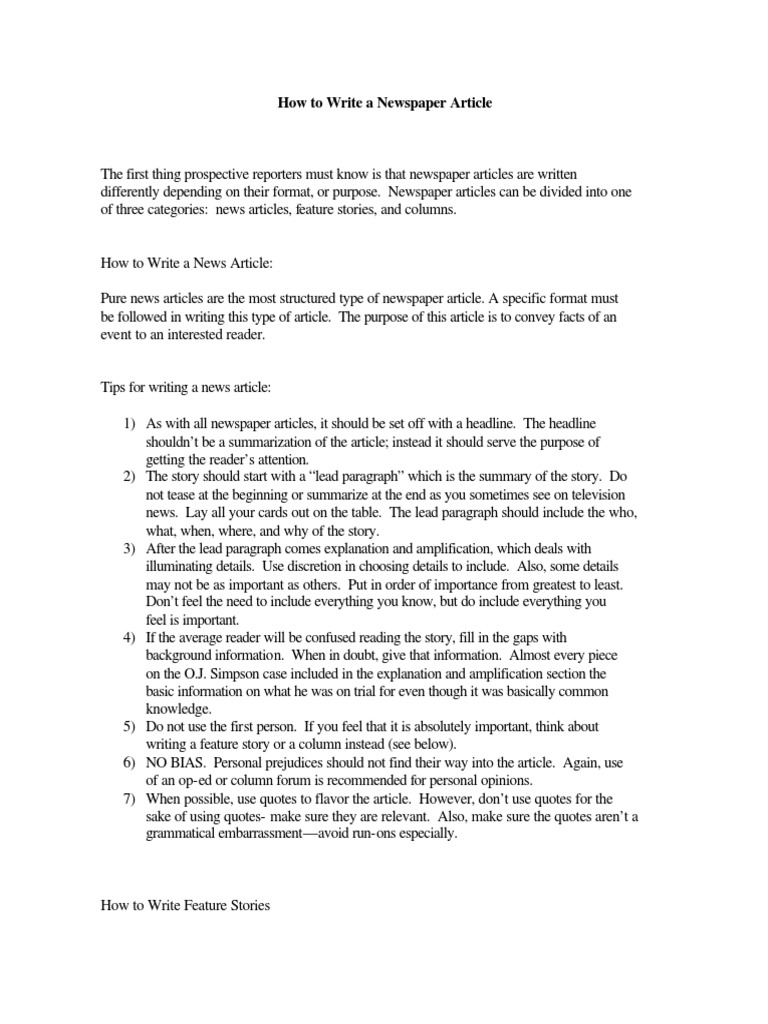 Writing Effective Newspaper Articles | PDF | News | Newspapers