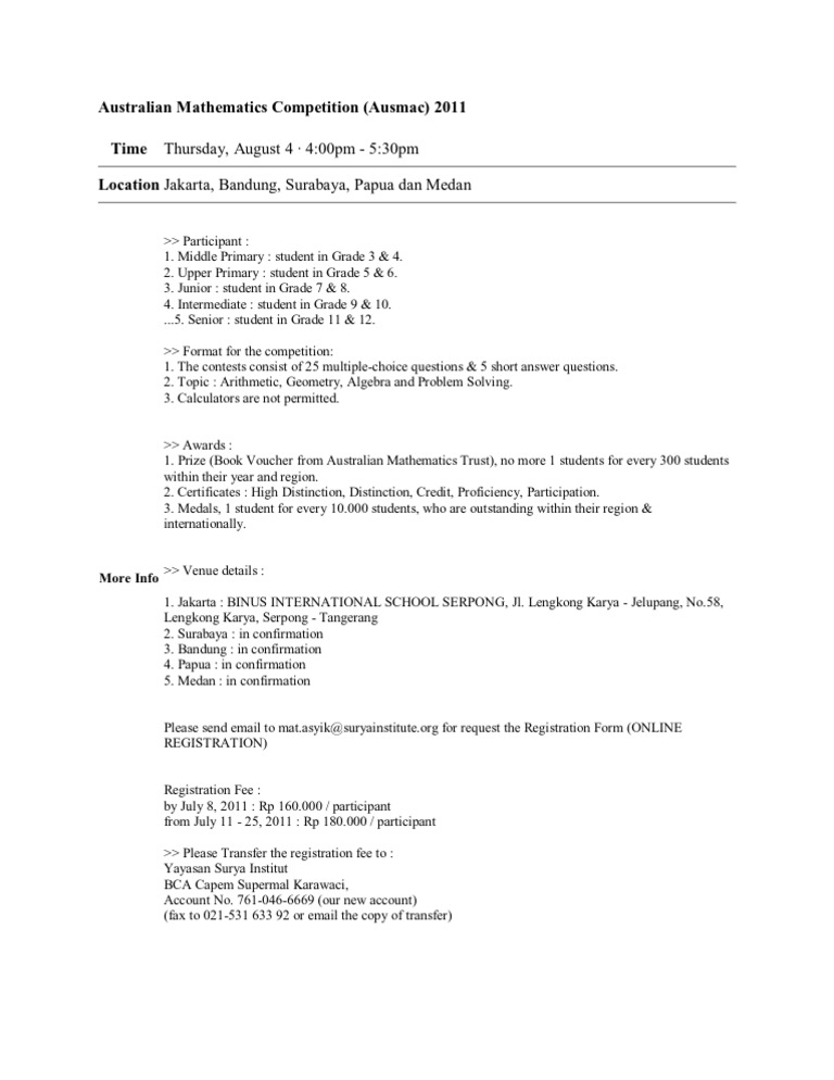 Australian Mathematics Competition