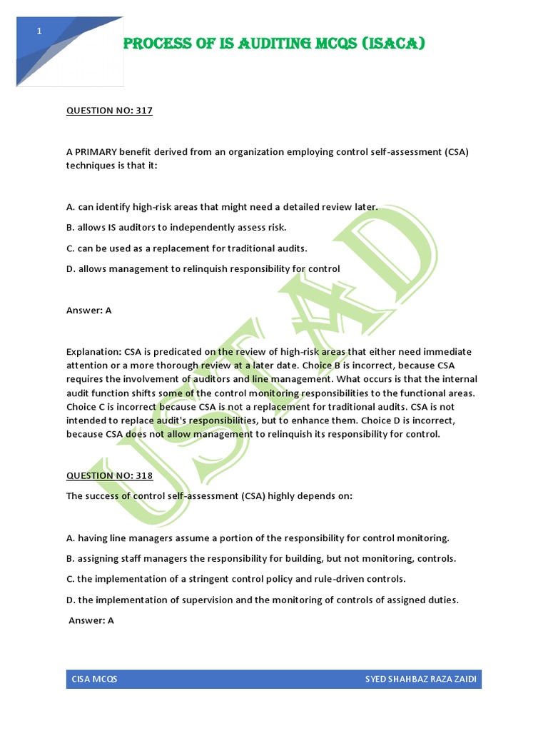 Audit Mcqs | PDF | Risk | Audit