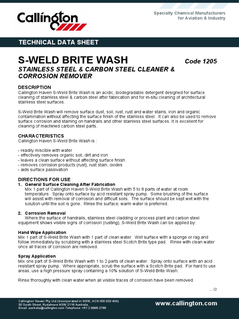 1205 S-Weld Brite Wash | PDF