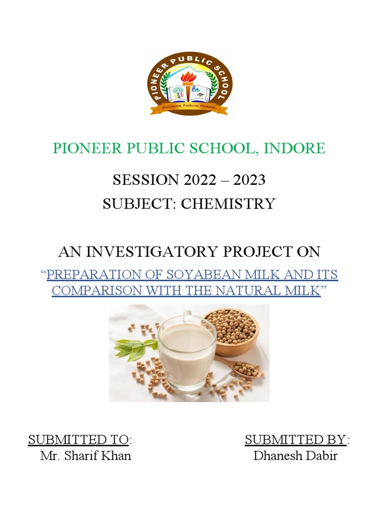 Chemistry Investigatory Project | PDF | Yogurt | Soy Milk