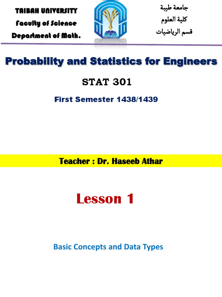 Chapter1 - L1 احصاء | PDF | Statistics | Probability Distribution