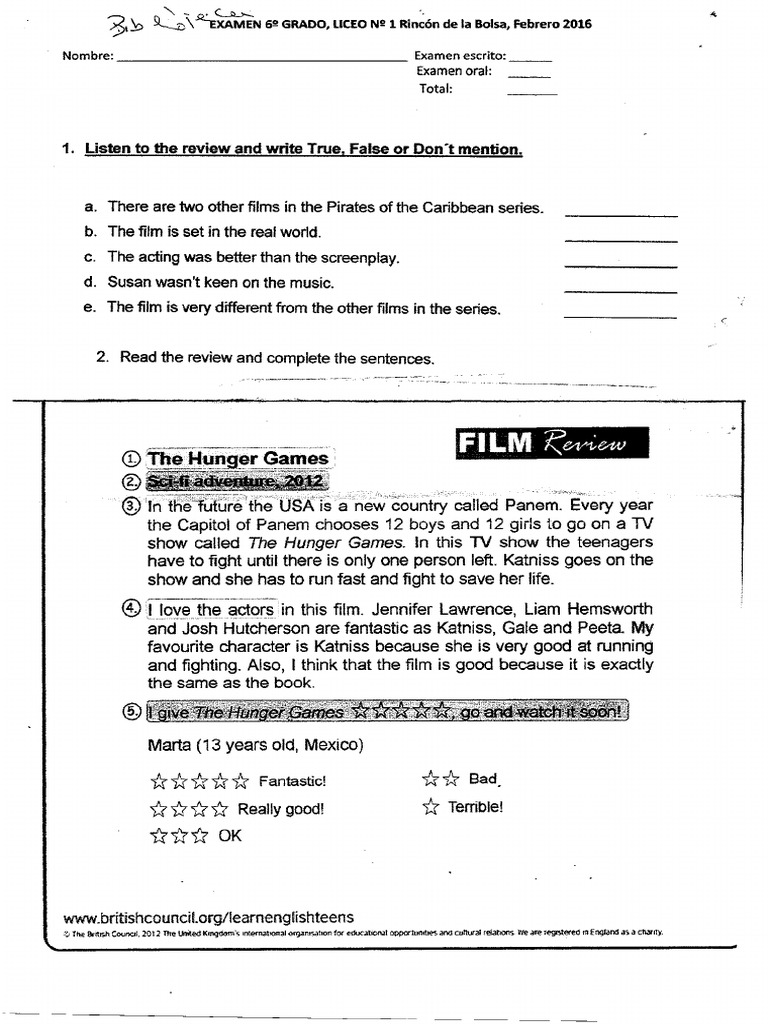 Propuestas de Examenes de INGLES Sexto-23032021145231 | PDF