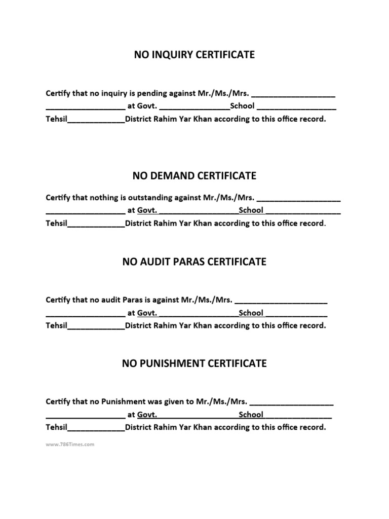 No Inquiry No Demand No Punishment No Audit para Certificate | PDF