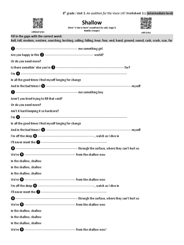 8th Grade Shallow Worksheet | PDF