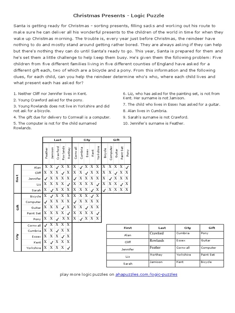 Problem Solving Logic Puzzles | PDF