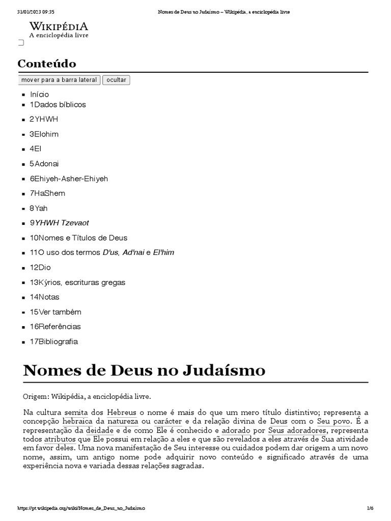 Nomes de Deus no Judaísmo | PDF | Nomes de Deus no judaísmo | YHWH