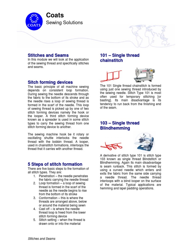 Coats Stitches and Seams | PDF | Seam (Sewing) | Sewing
