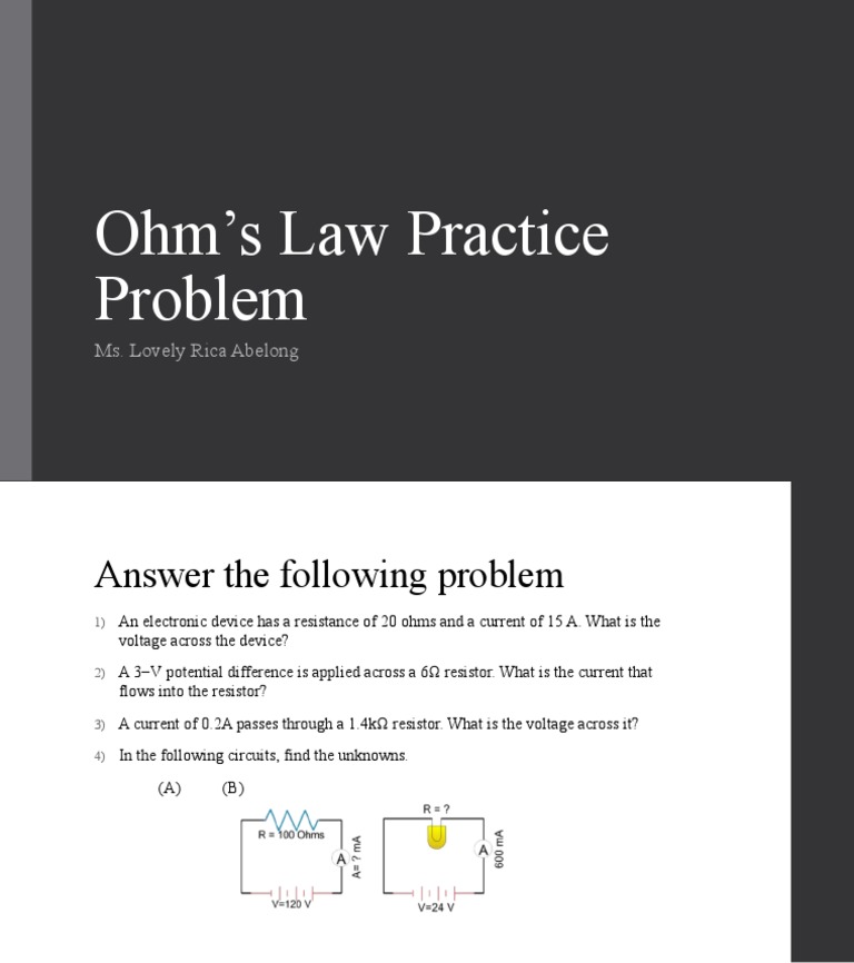 SCI8-Ohm's Law Practice Problem | PDF