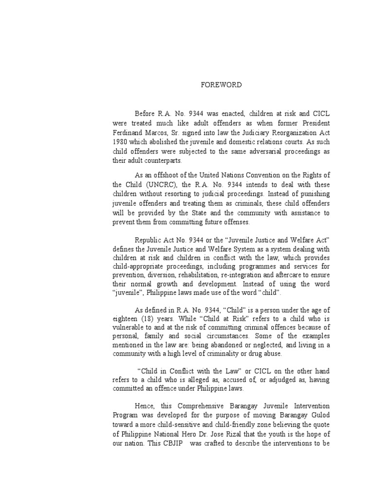 FOREWORD | PDF | Juvenile Delinquency | Crime & Violence