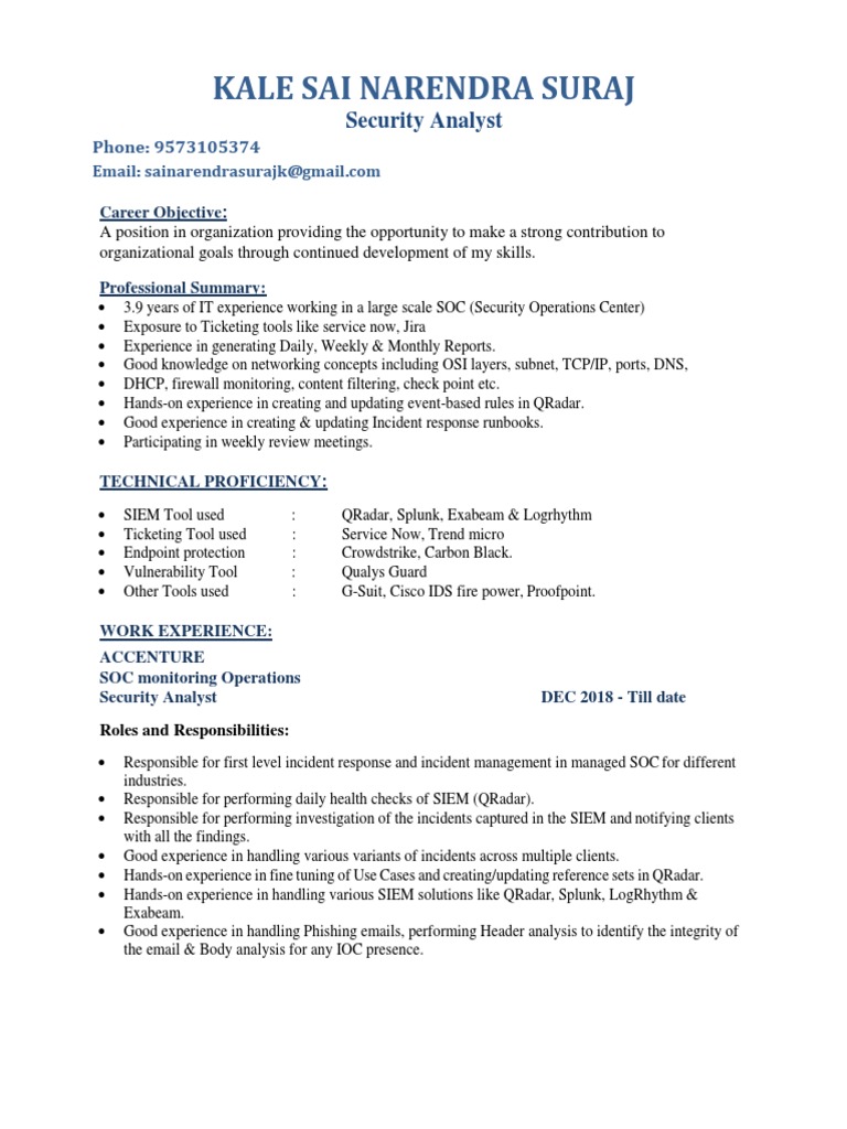 Sai Narendra Suraj RESUME | PDF | Internet | Information Technology ...