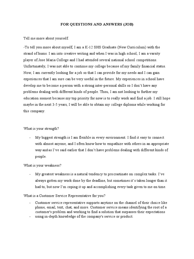 For Questions and Answer | PDF | Call Centre | Cognition