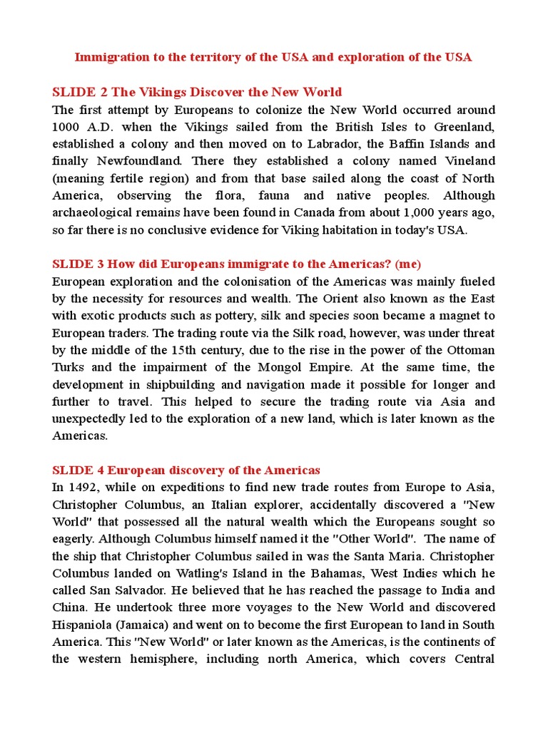 Immigration and Exploration of the USA | PDF | Thirteen Colonies ...