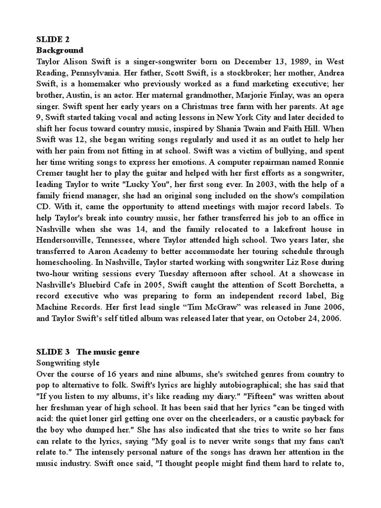 Taylor Swift | PDF | Taylor Swift