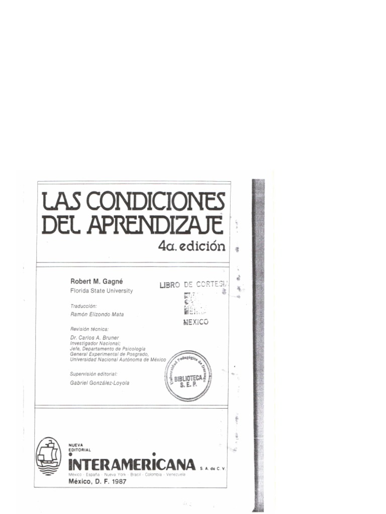 Las Condiciones Del Aprendizaje - Robert Gagne | PDF | Aprendizaje | Memoria