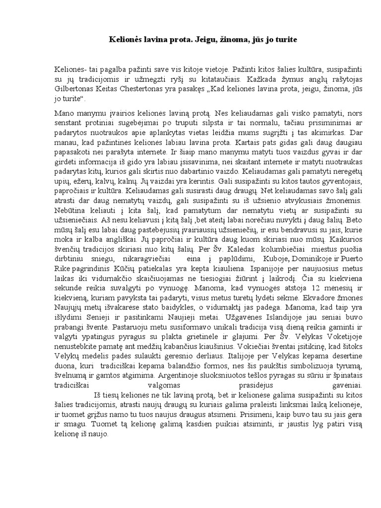 Kelionės Ir Tradicijos Kalbėjimas | PDF