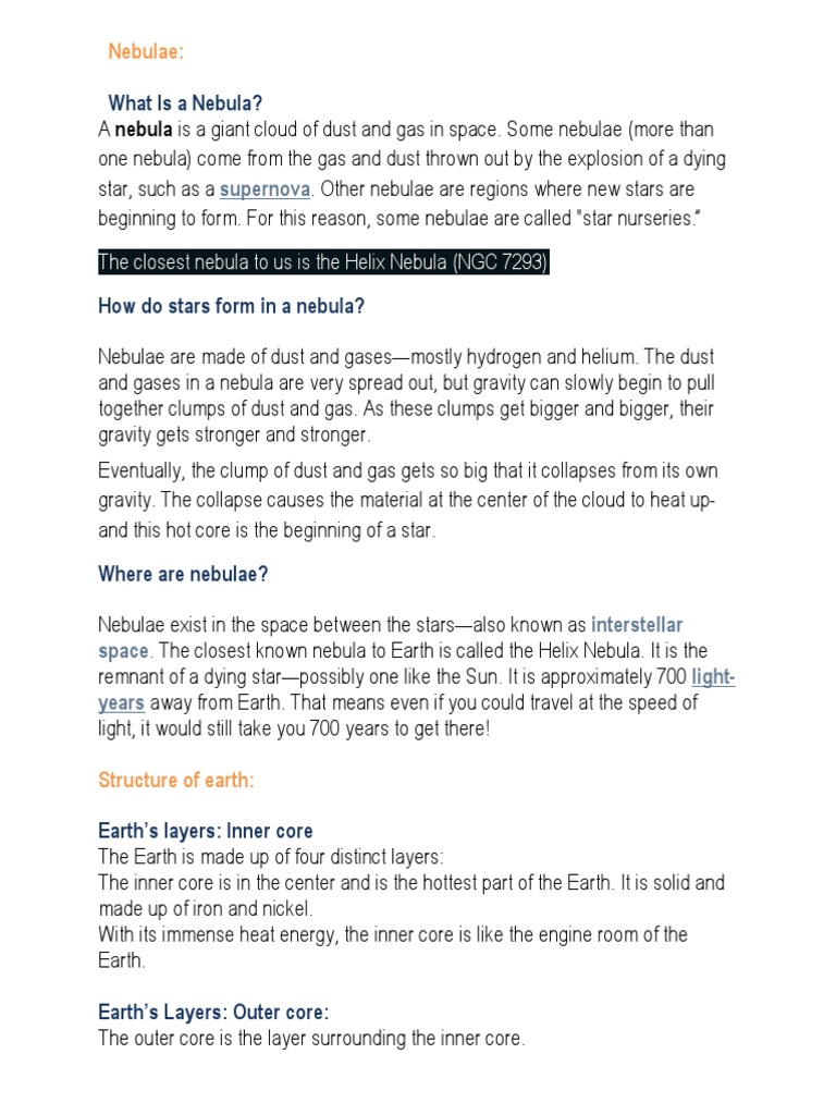 Nebulae and Tectonic Plates | PDF