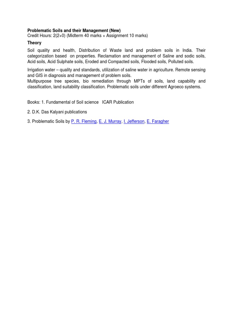 Managing Problematic Soils: Reclamation Strategies and Soil Quality ...