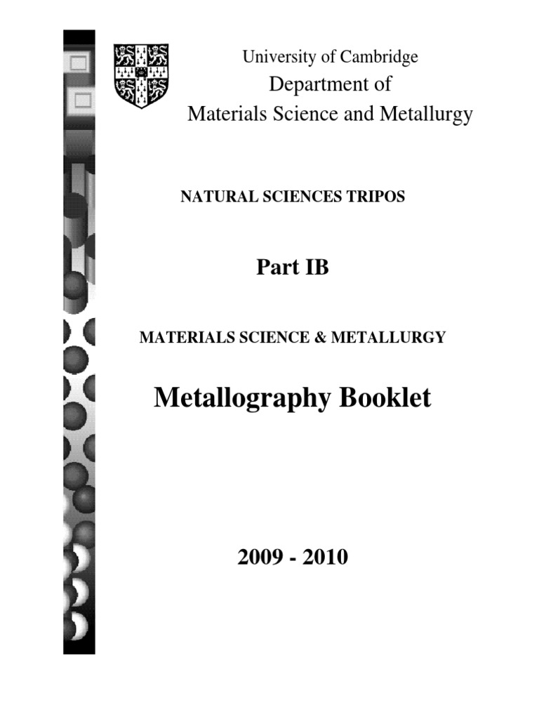 Metallography Booklet: Department of Materials Science and Metallurgy ...