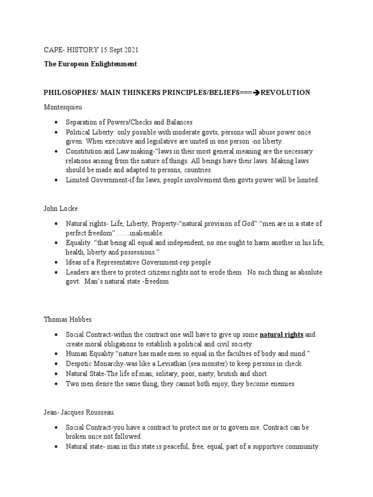 Enlightenment Thinkers and Their Beliefs | PDF | Liberty | Social ...