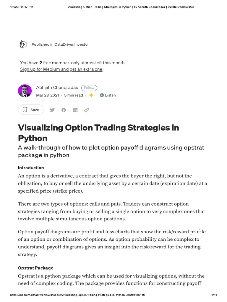 Visualizing Option Trading Strategies in Python - by Abhijith ...