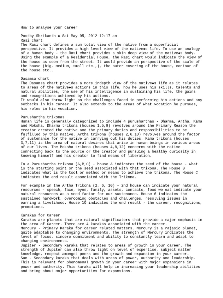 Dasamsa by Shrikanth | PDF | Planets In Astrology | Hindu Astrology