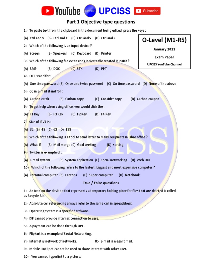 O Level m1 r5 January 2021 | PDF | Computer Network | Application Software