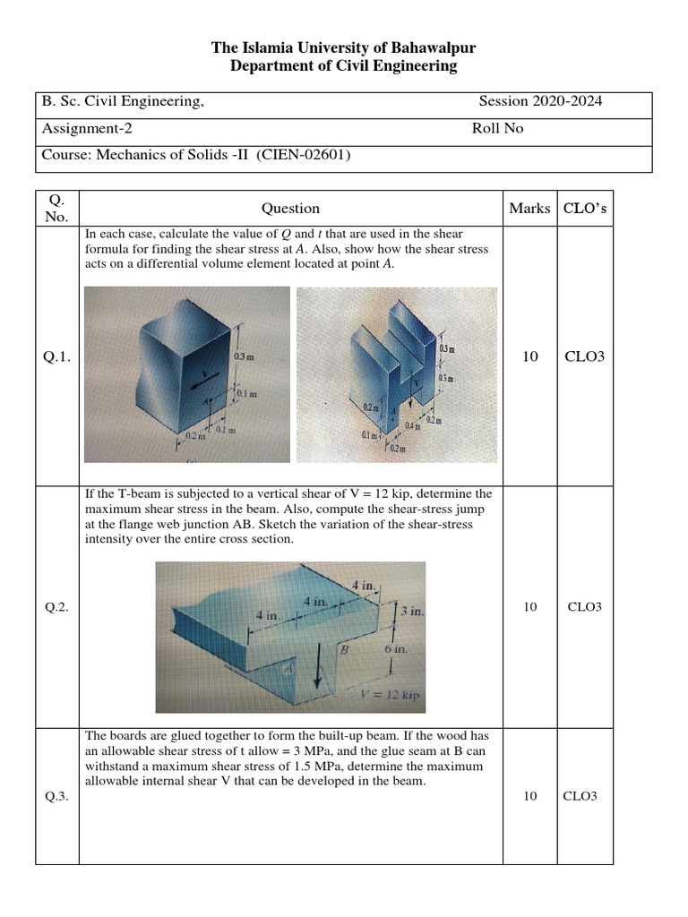 Mos Assignment 2 | PDF | Shear Stress | Stress (Mechanics)