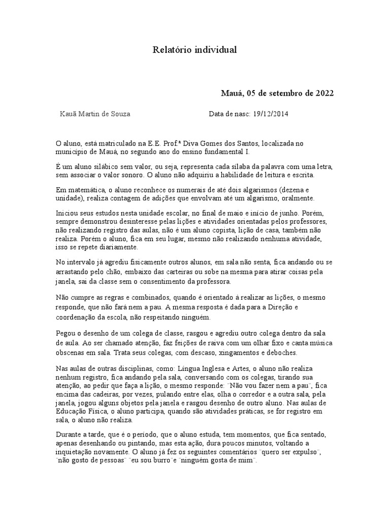 Relatório Individual Atualizado | PDF