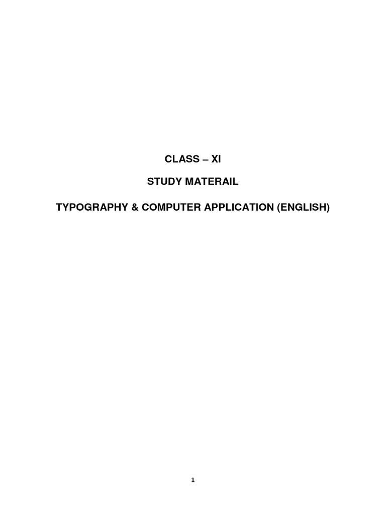 Class 11 Typography & Computer Applications | PDF | Typewriter ...