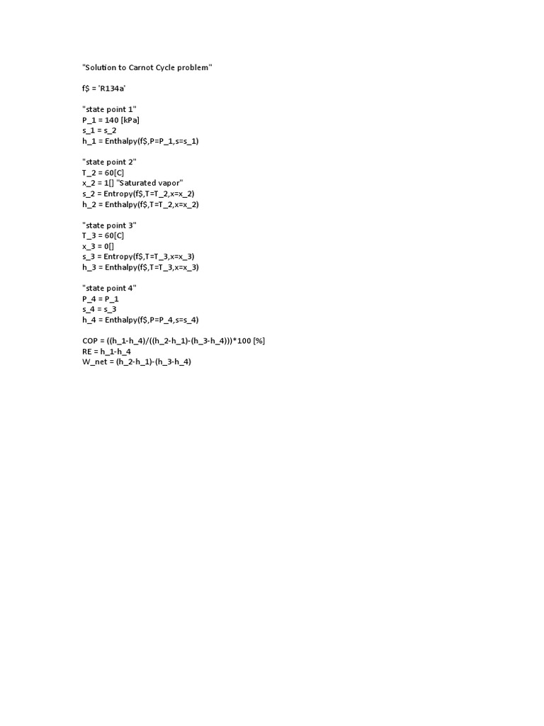 Solution To Carnot Cycle Problem Pdf
