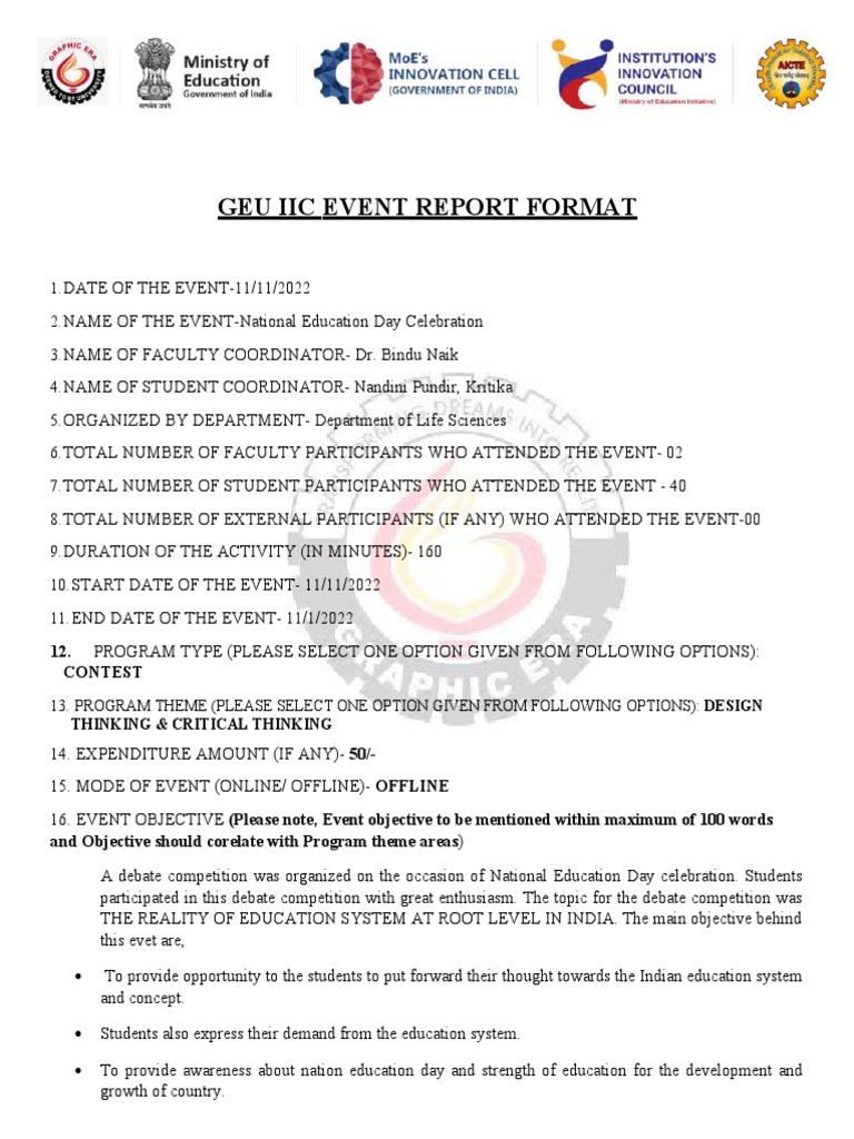 IIC Report On National Education Day | PDF | Communication