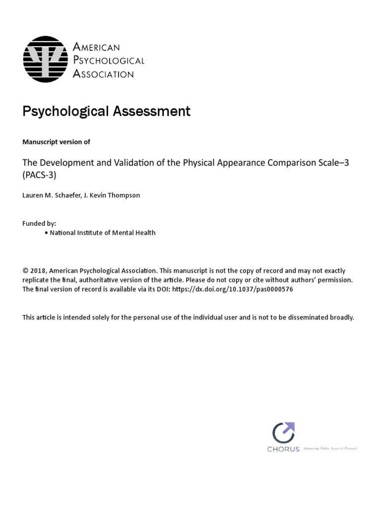 Psychological Assessment: The Development and Validation of The ...