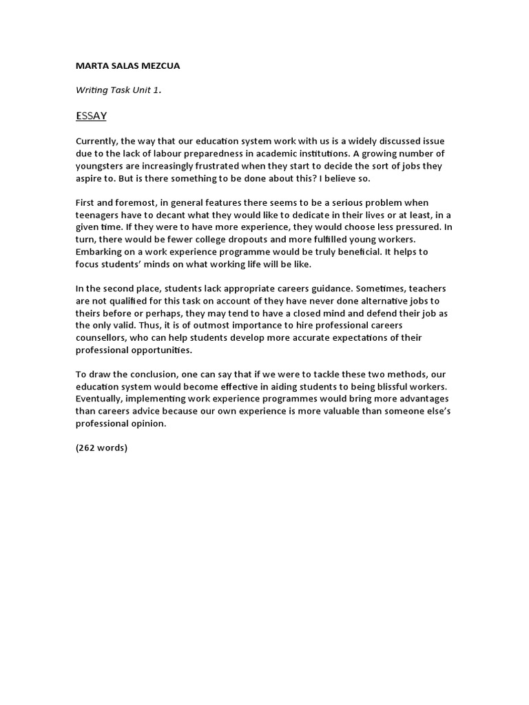 Writing Task C1 Unit 1 | PDF