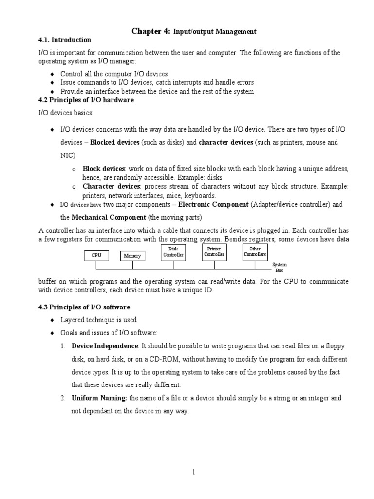 OS Chapter IV Device Management | PDF | Input/Output | Operating System