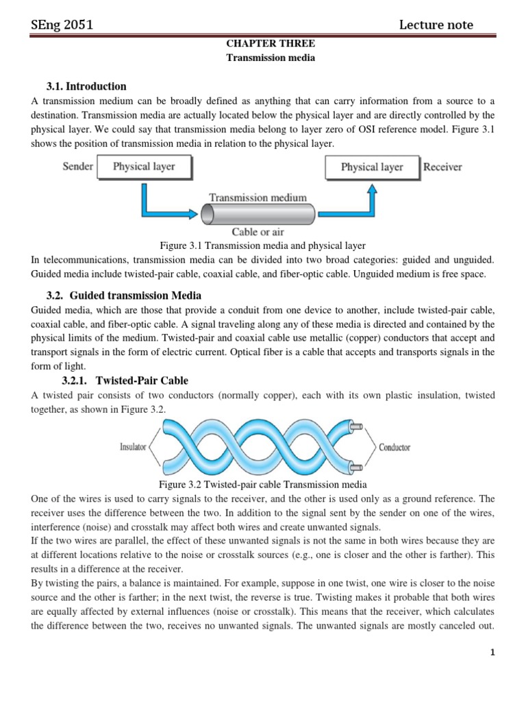 Chapter 3 Transmission Medias | PDF | Transmission Medium | Optical Fiber
