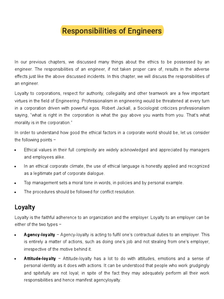 (Chapter 15) Responsibilities of Engineers | PDF | Loyalty | Collective ...