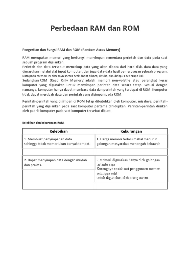 Perbedaan Ram Dan Rom | PDF