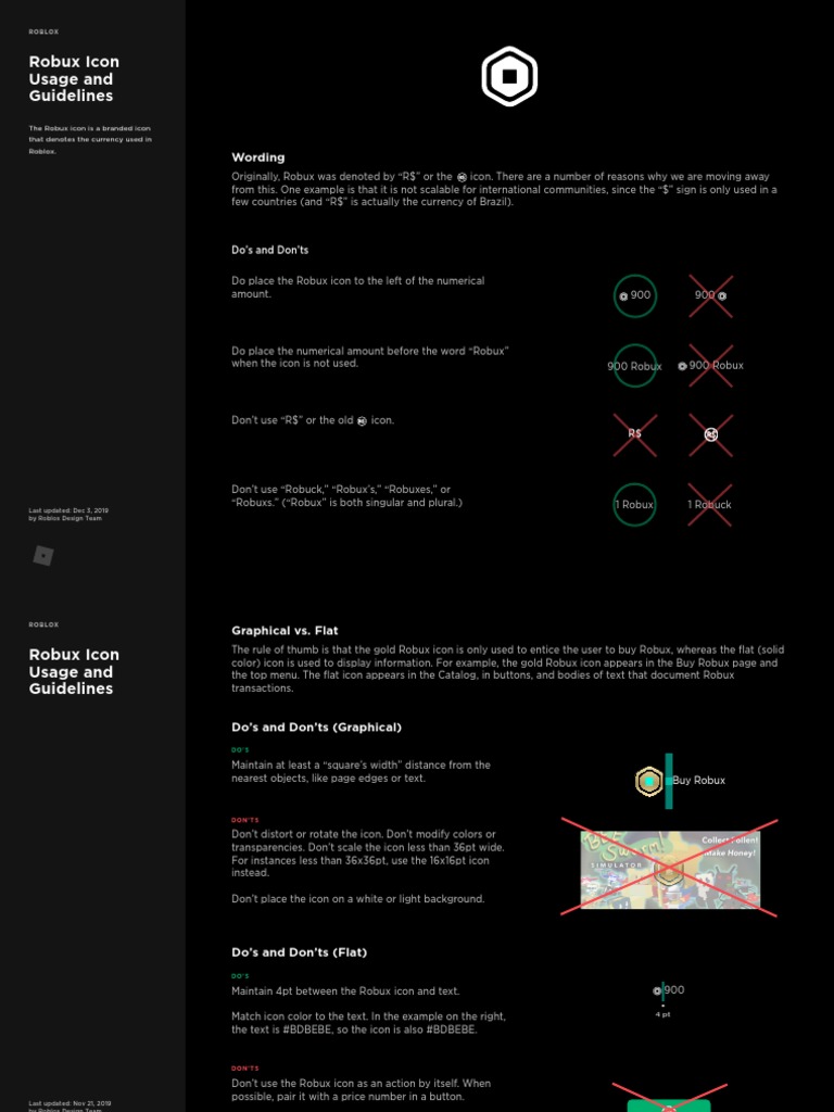 Robux Icon Usage Guidelines | PDF | Icon (Computing) | Adobe Illustrator