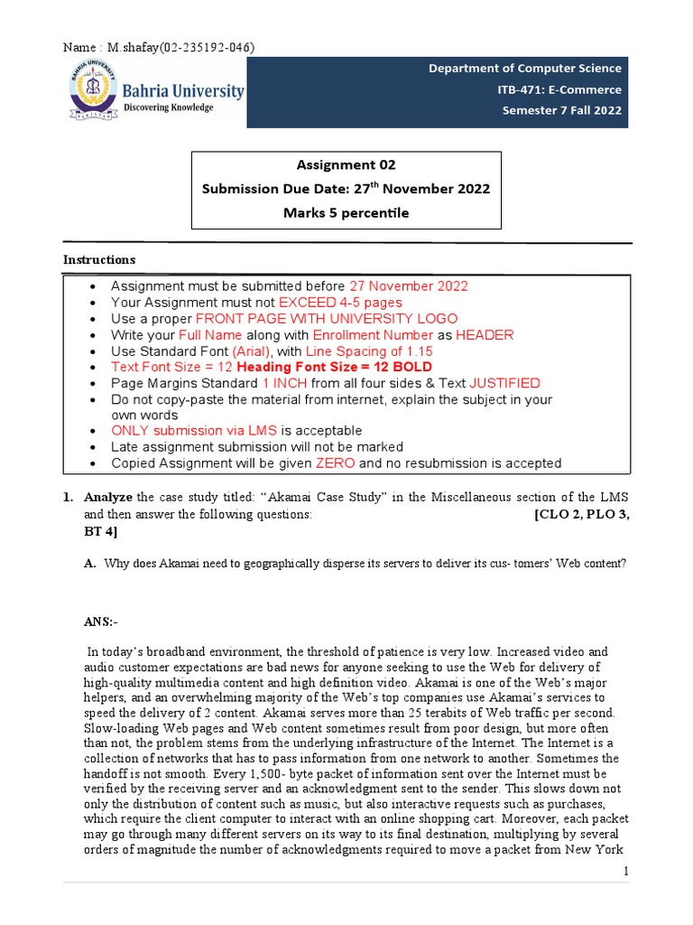 Ass2 Ecommerce | PDF | Internet | Computer Network