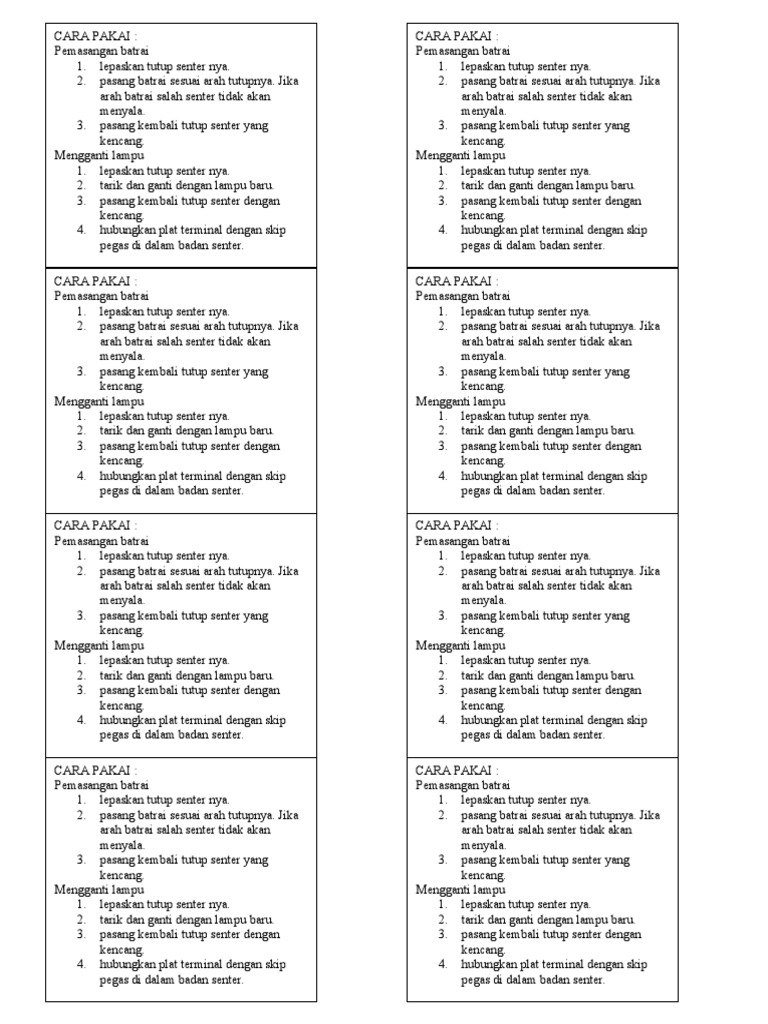 Cara Penggunaan Senter | PDF