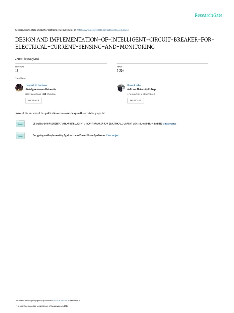 Design and Implementation of Intelligent Circuit Breaker For Electrical ...