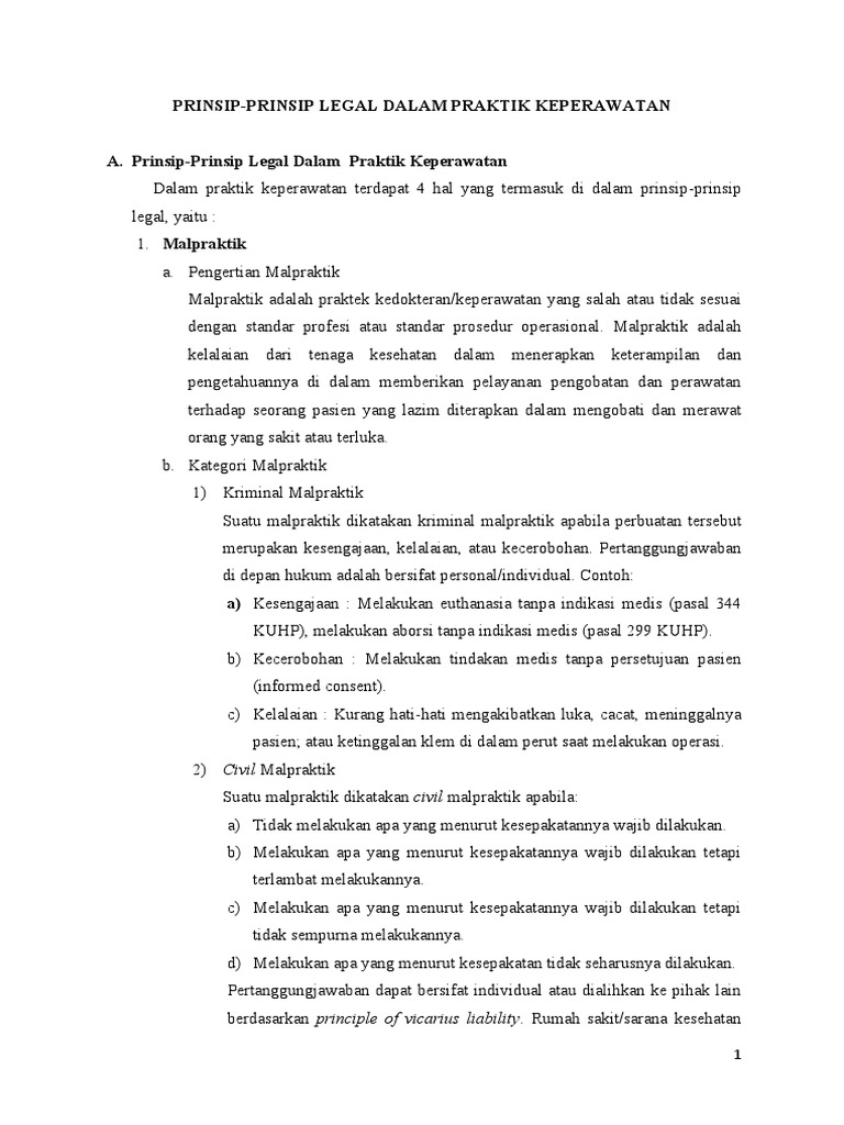 Makalah KDK Kel 1 - Prinsip Legal Dalam Praktek Keperawatan | PDF | Pengembangan Diri