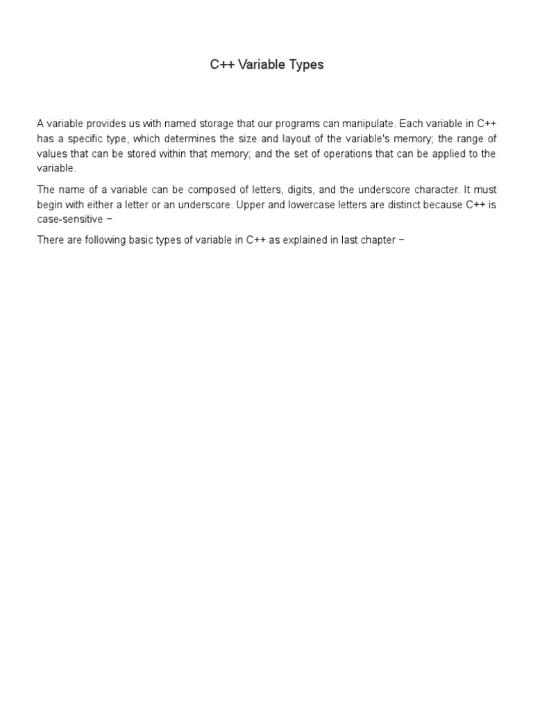 C Variable Types With Examples 36740 Pdf Data Type Variable Computer Science 0324