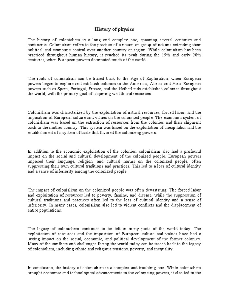 History of Colonialism | PDF | Colonialism | Colonization