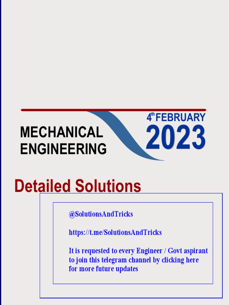 GATE 2023 ME Answer Key & Solutions Memory Based Questions | PDF ...