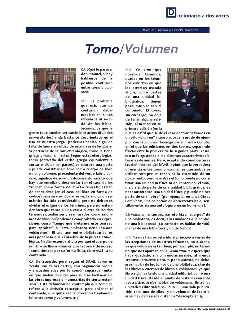 Diferencias entre Tomo y Volumen | PDF | Libros