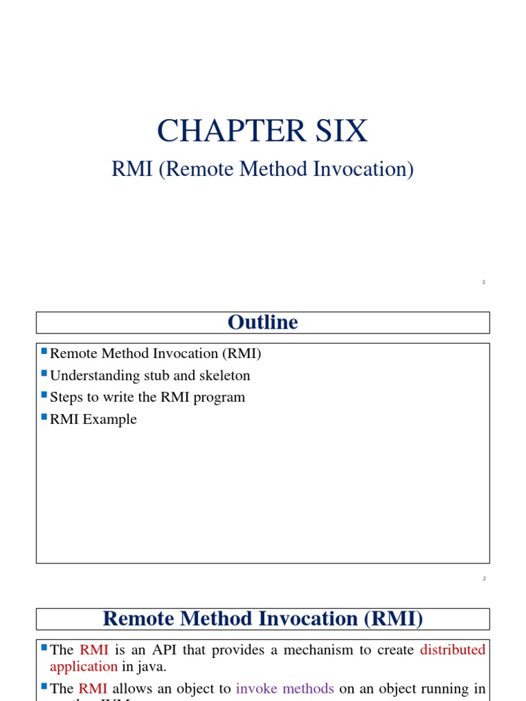 Chapter 6 - RMI (Remote Method Invocation) | PDF | Method (Computer Programming) | Information ...